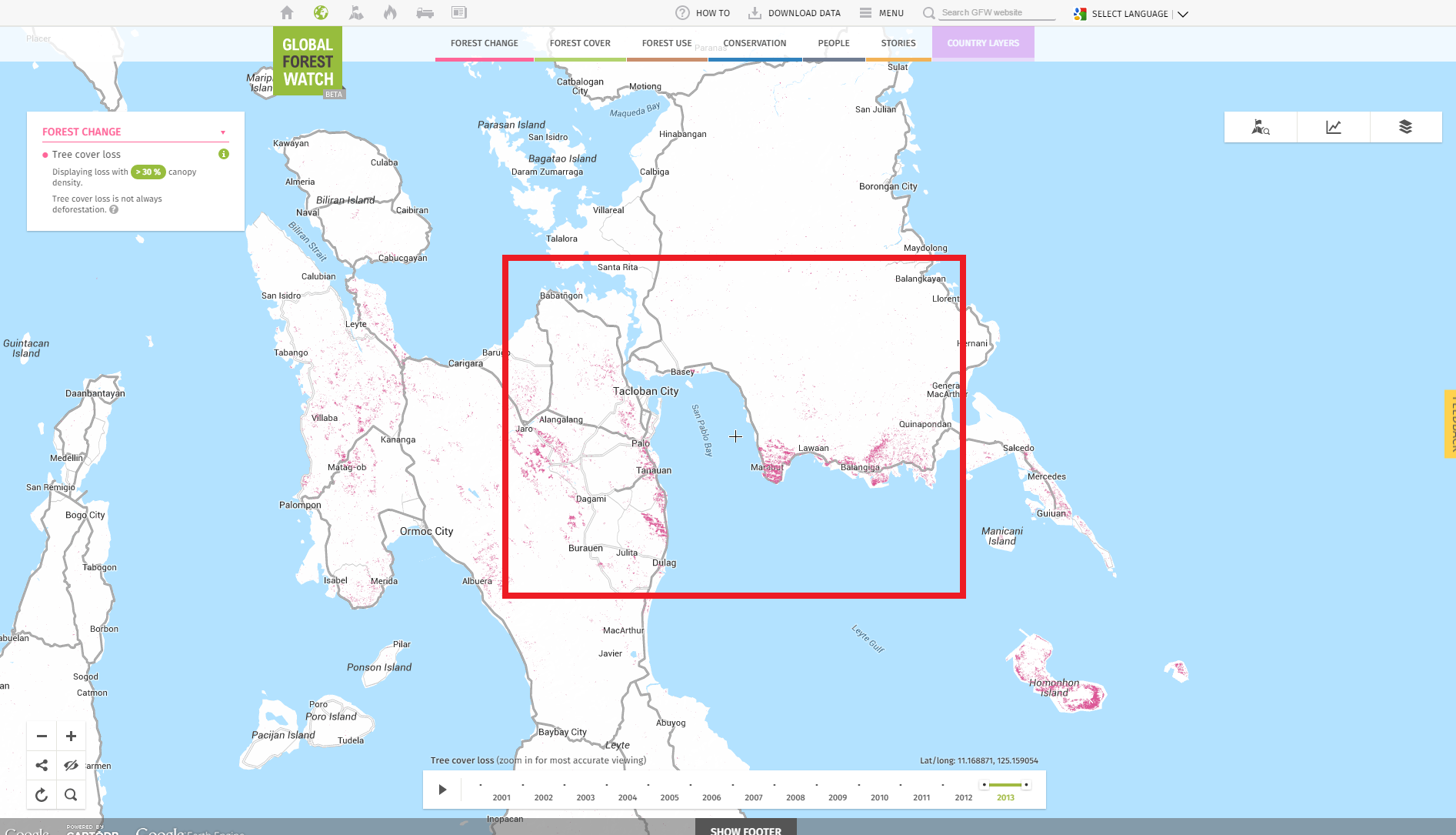 Map of the Week: Typhoon Haiyan | Global Forest Watch Blog
