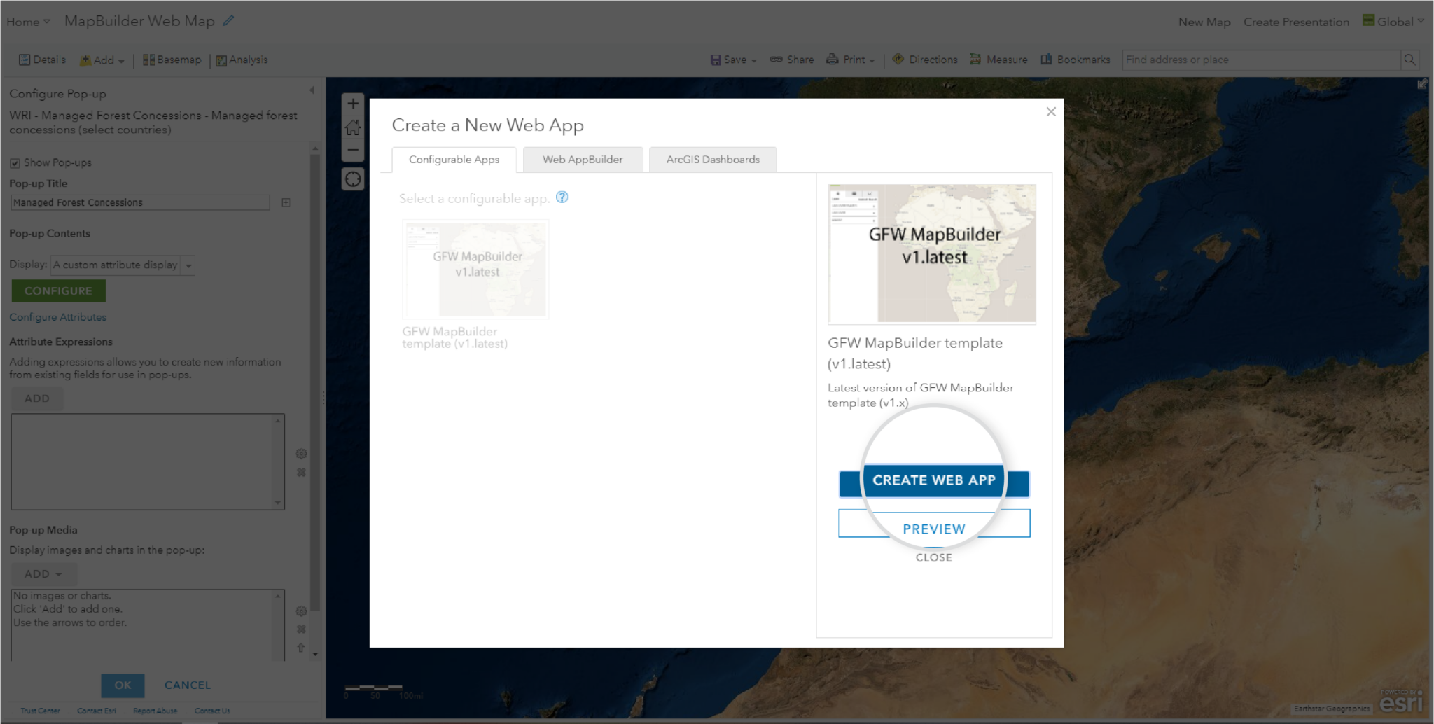 Create a MapBuilder Application on ArcGIS Online | Help Center | GFW