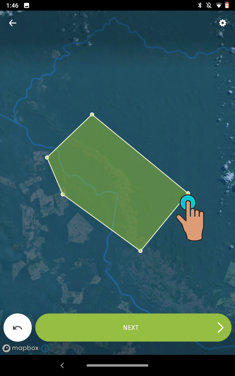 Tap the pencil icon to enter a name for your area of interest then ...