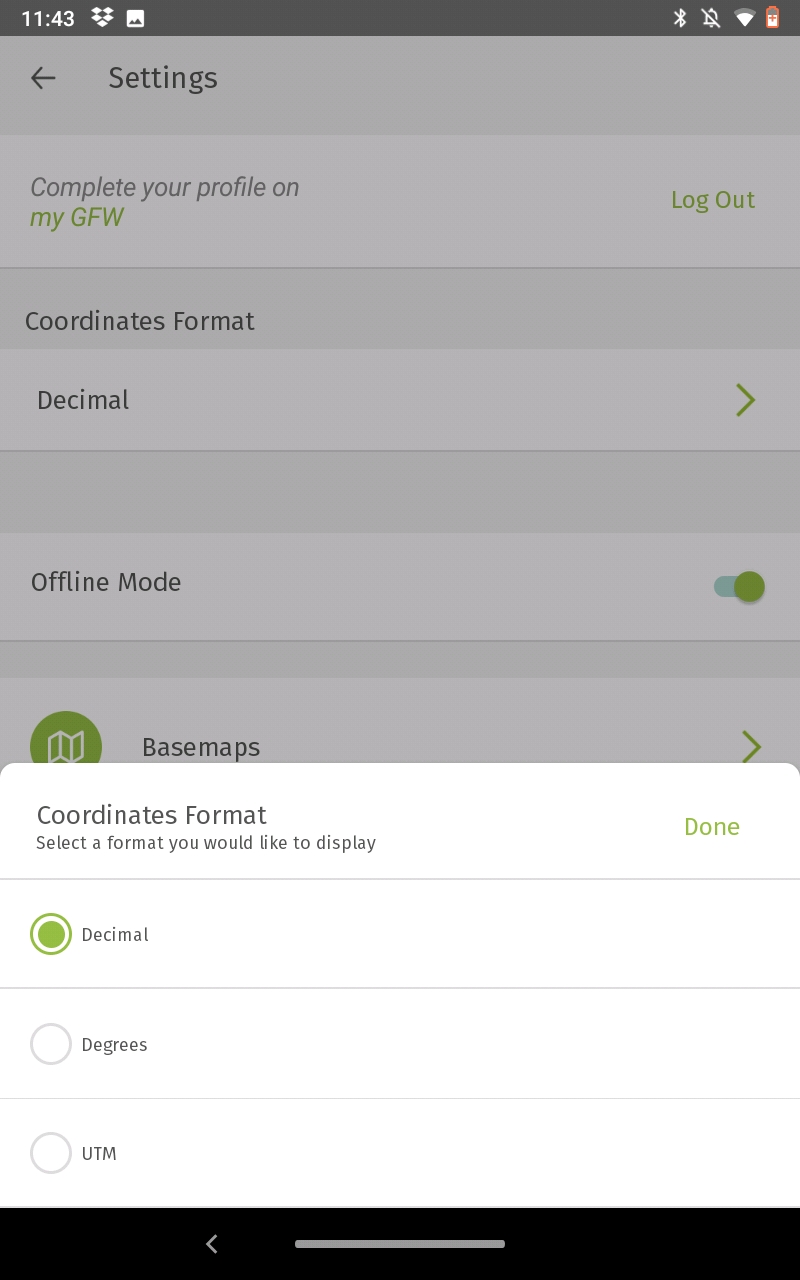 Select your preferred coordinates format.
