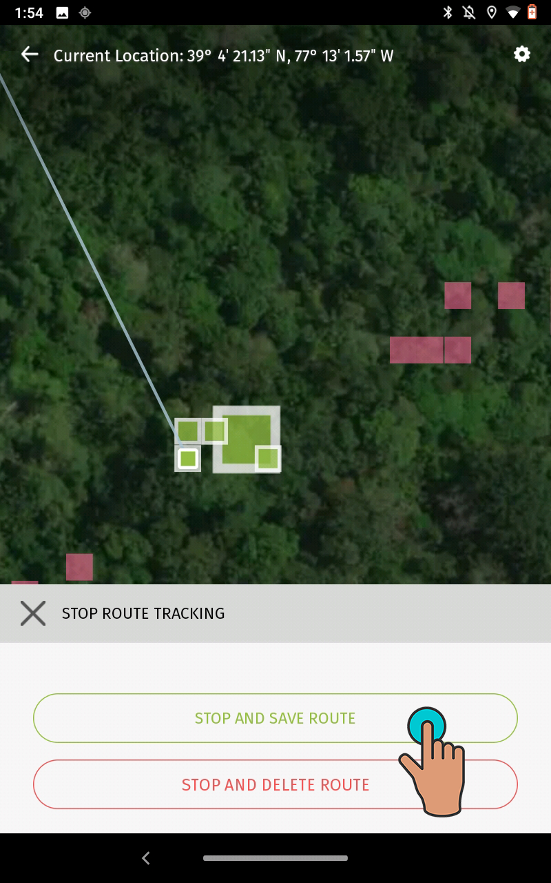 Tap the stop icon to stop your route.