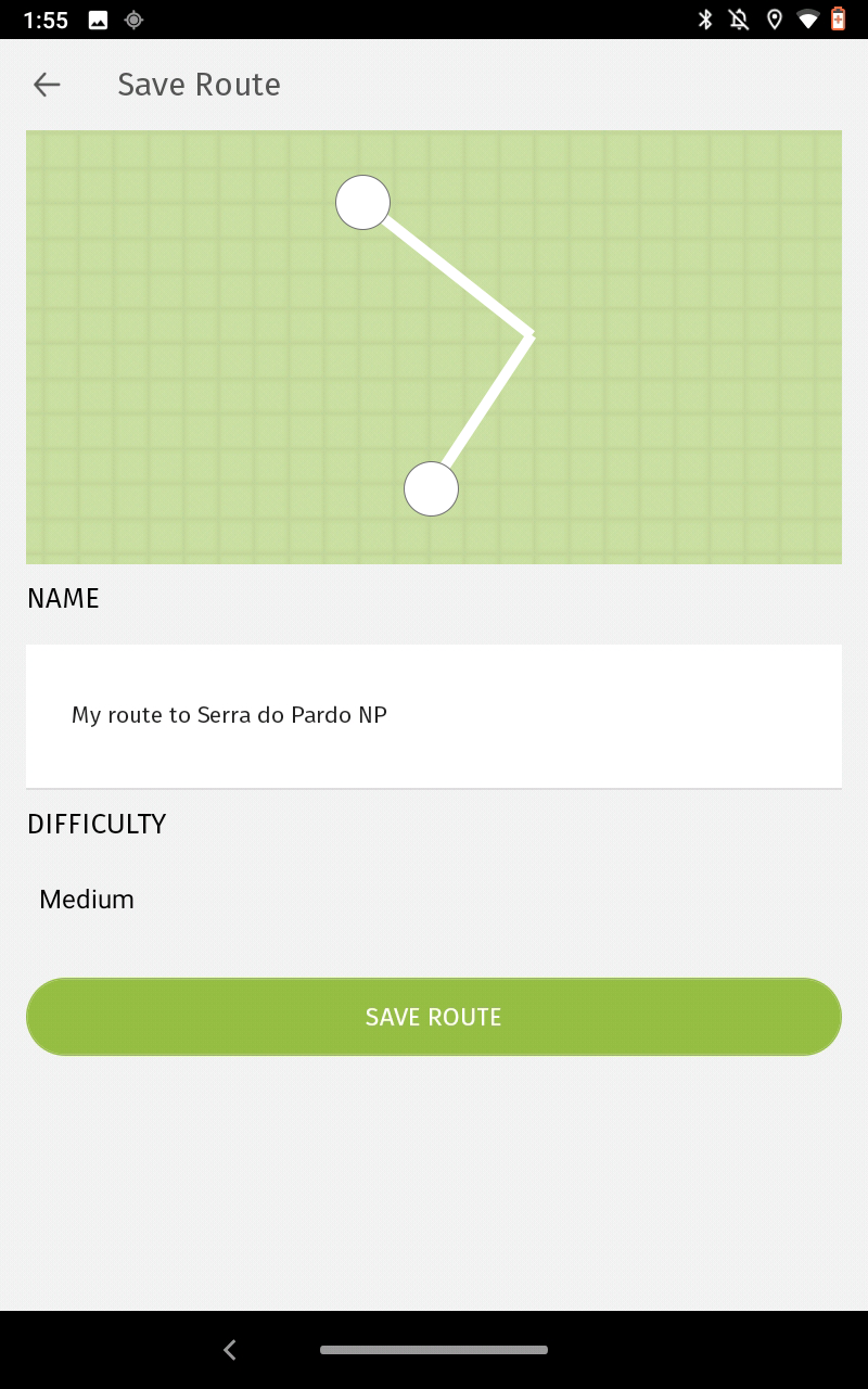 Save your route by giving it a name and rating its difficulty level.