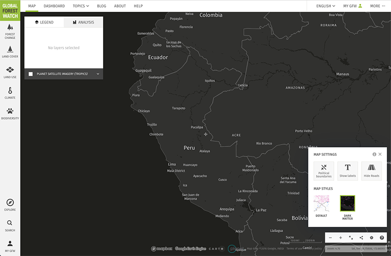 The “Default” World Topographic Map is useful for clearly visualizing ...