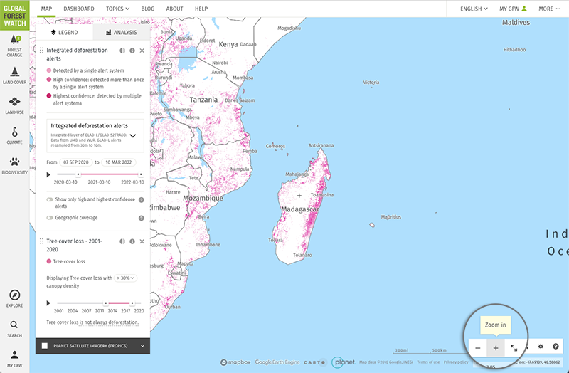 The crosshair was centered over Ghana so that the zoom in “+” icon ...