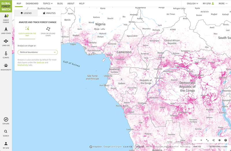 Zoom out to select a layer at the country level.