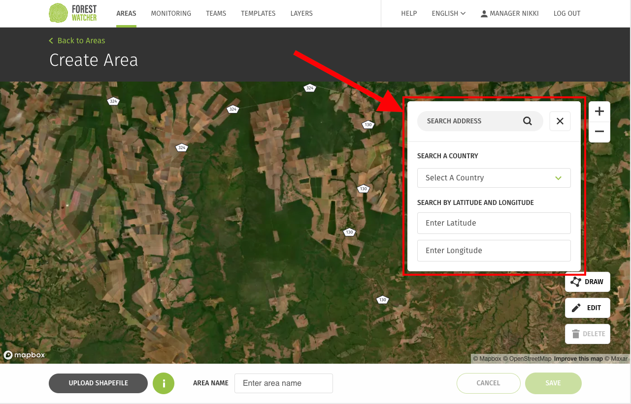 Option 1: Draw an area