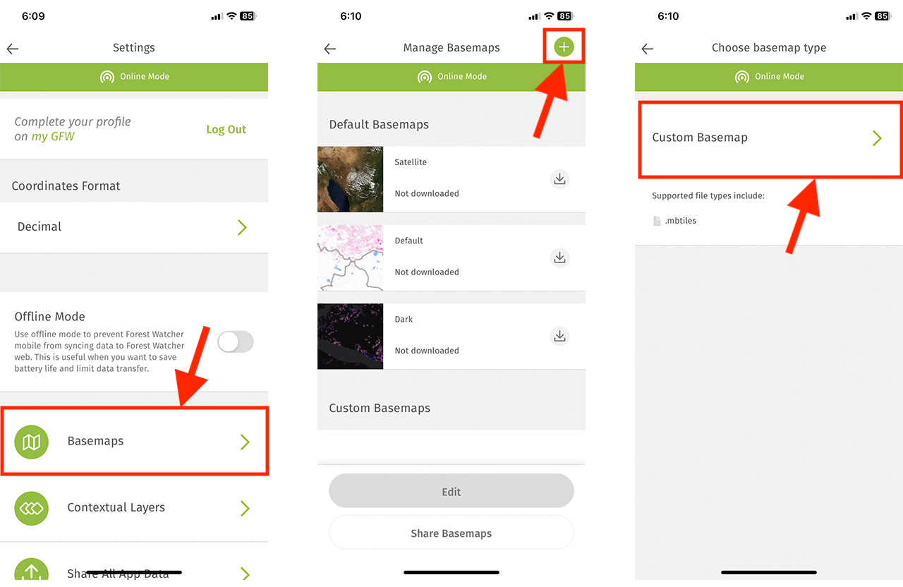 Locate your basemap file on your mobile device and tap to select it ...
