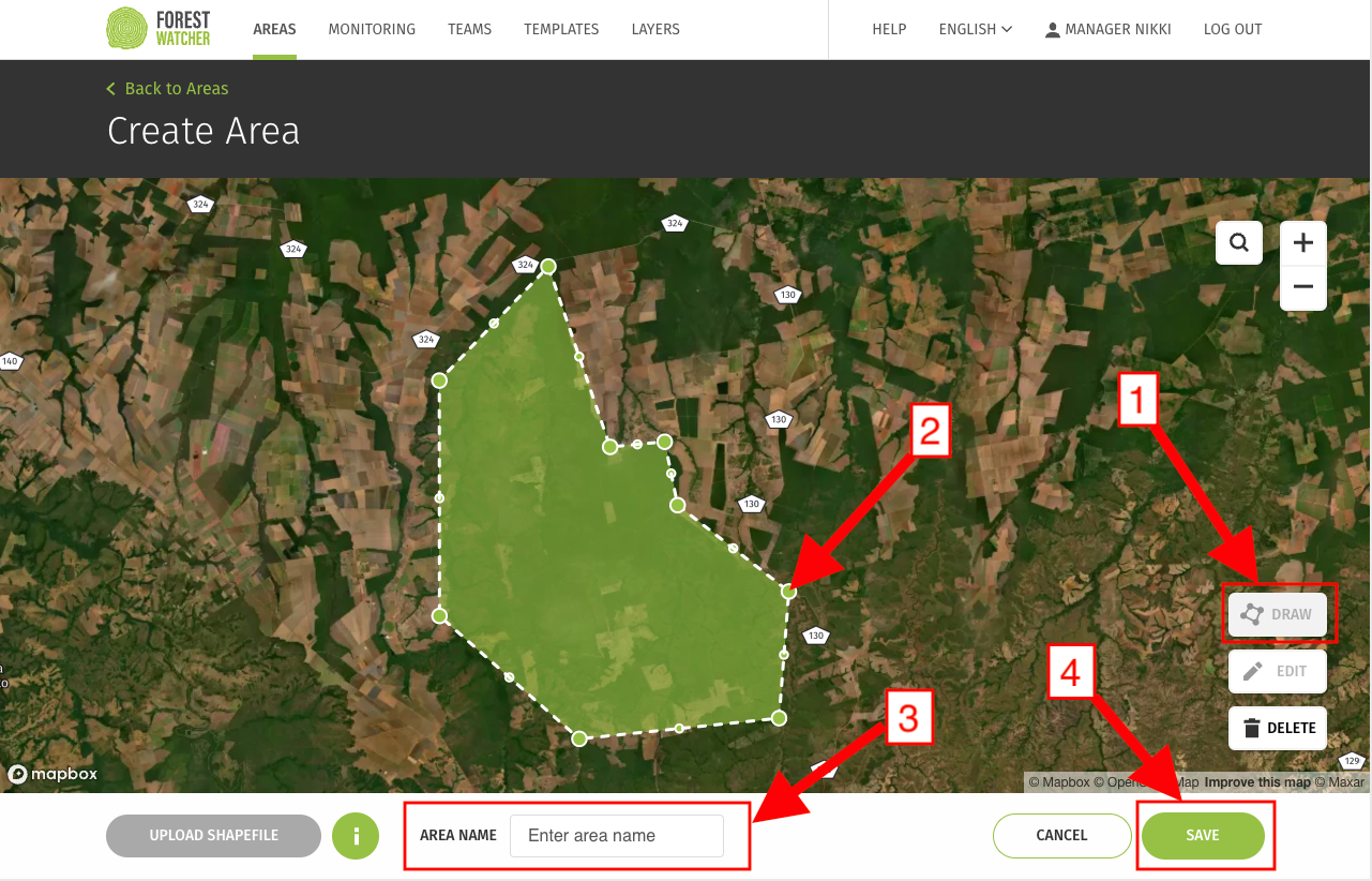 Option 2: Upload an area