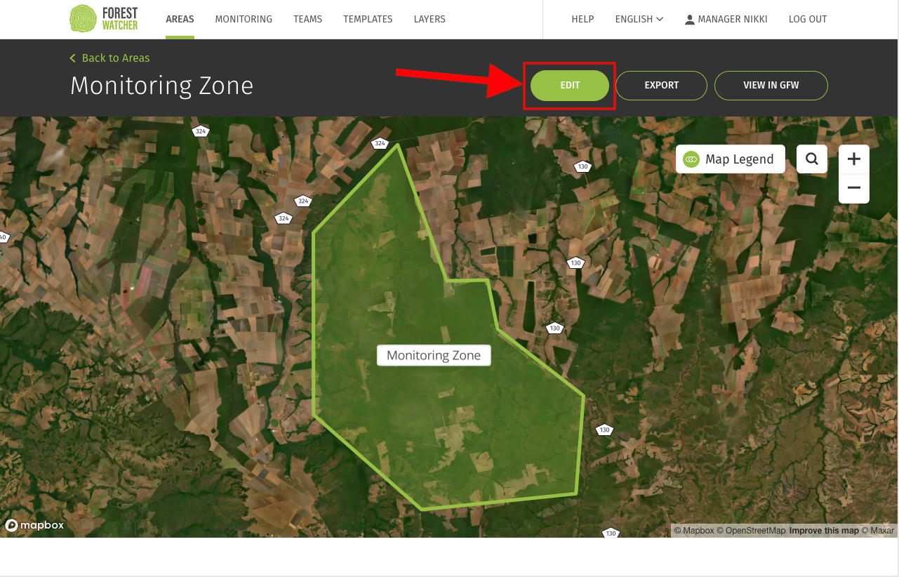 To edit the name or boundary of the area, follow the same instructions outlined in steps 5-6 above.