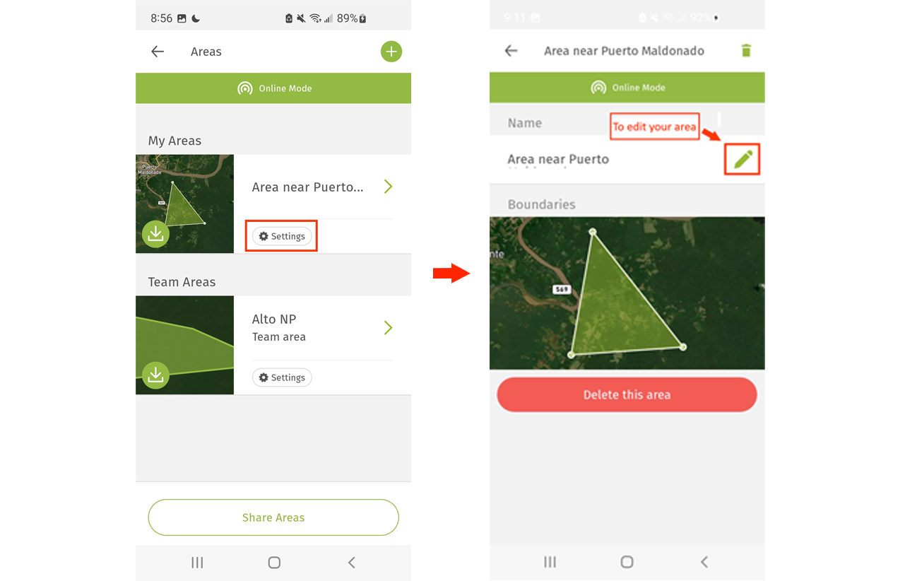 Open the layers panel to customize your area